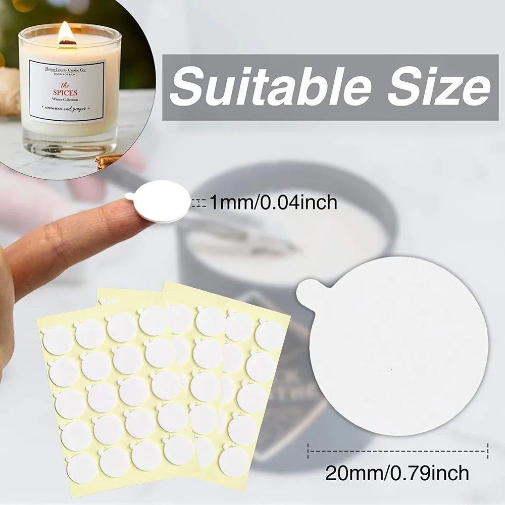 240pcs/12 Sheets Candle Wick Sticker, Double Sided, Round Thumb Sizes ...