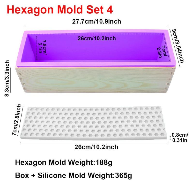 Soap Mold Kit, 2/5pcs, Rectangle Wooden Box Silicone, Stainless Steel ...