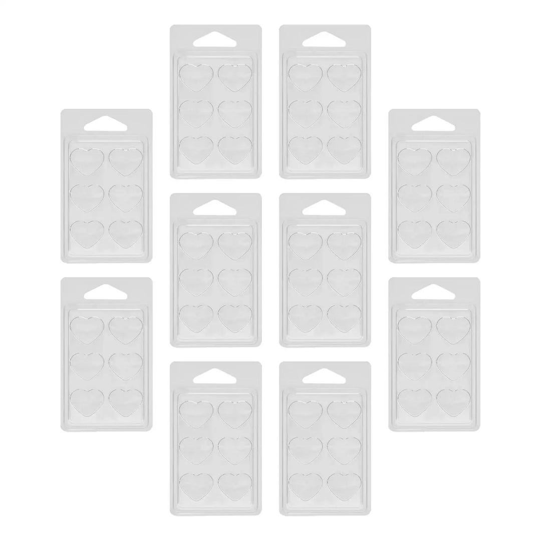 10pcs, Plastic Candles Melt Clamshells Molds, Round, Square, Heart ...