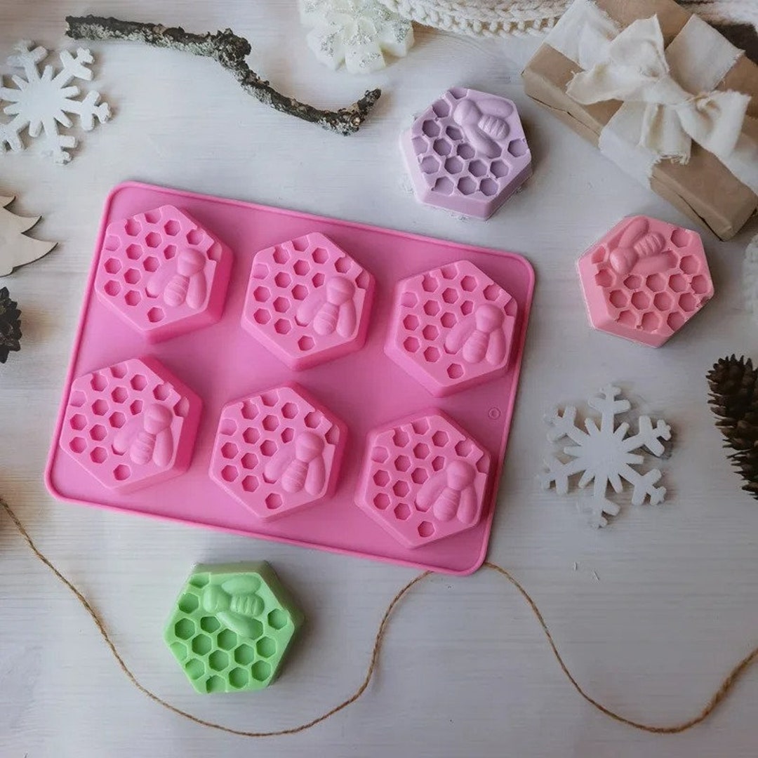 6 Cavity, Honeycomb Soap Silicone Mold, 3D Bee Designs, DIY Handmade ...