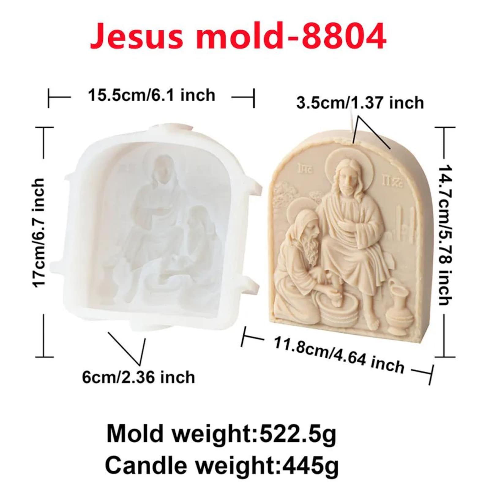 Religious Crafts Candle Mold, Silicone, Virgin Mary, Jesus Holy ...