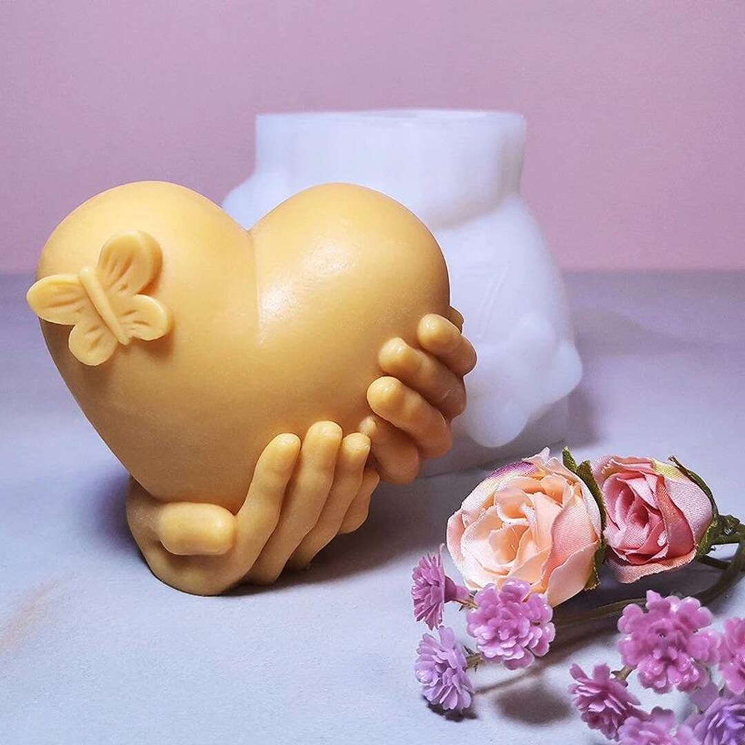 3D Heart Hands Holding Mold, Silicone, Romantic Love DIY Scented ...