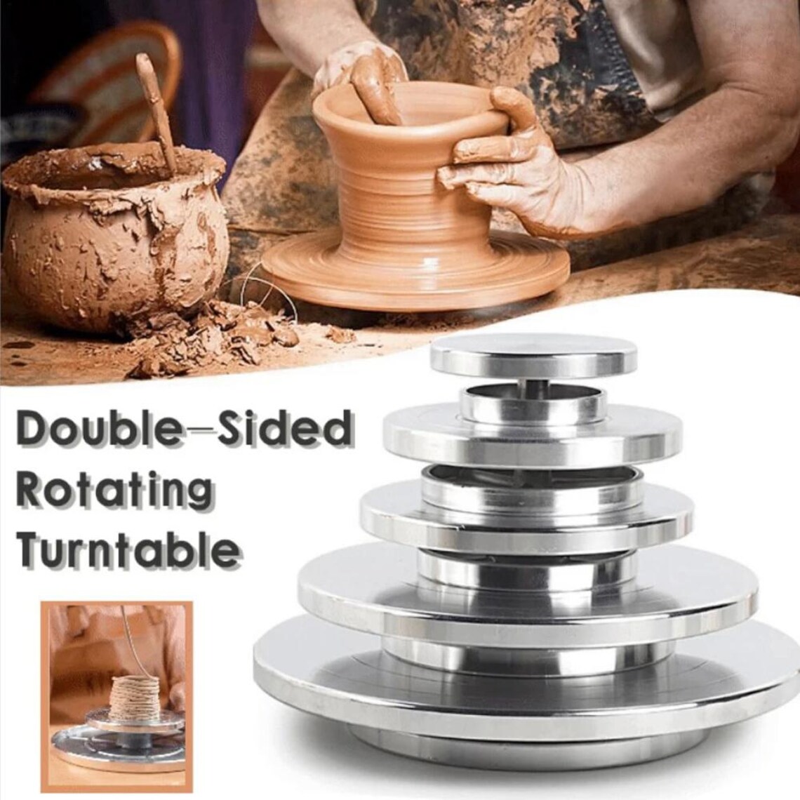Aluminum Pottery Rotary Turntable, Double Sided, Durable Structure, for ...