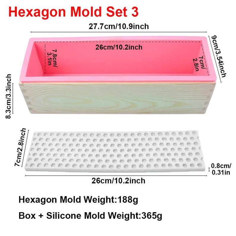 Soap Mold Kit, 2/5pcs, Rectangle Wooden Box Silicone, Stainless Steel ...