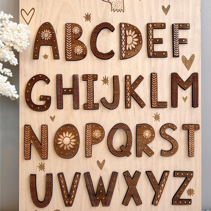 Wooden Alphabet Puzzle - Etsy