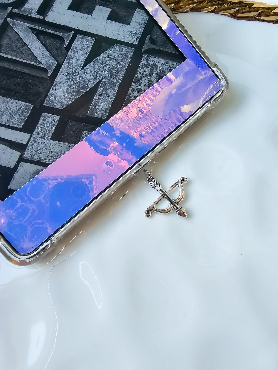 Bow and Arrow Dust Plug Charm, Kindle Charm, iPad Charm, Phone Charm ...