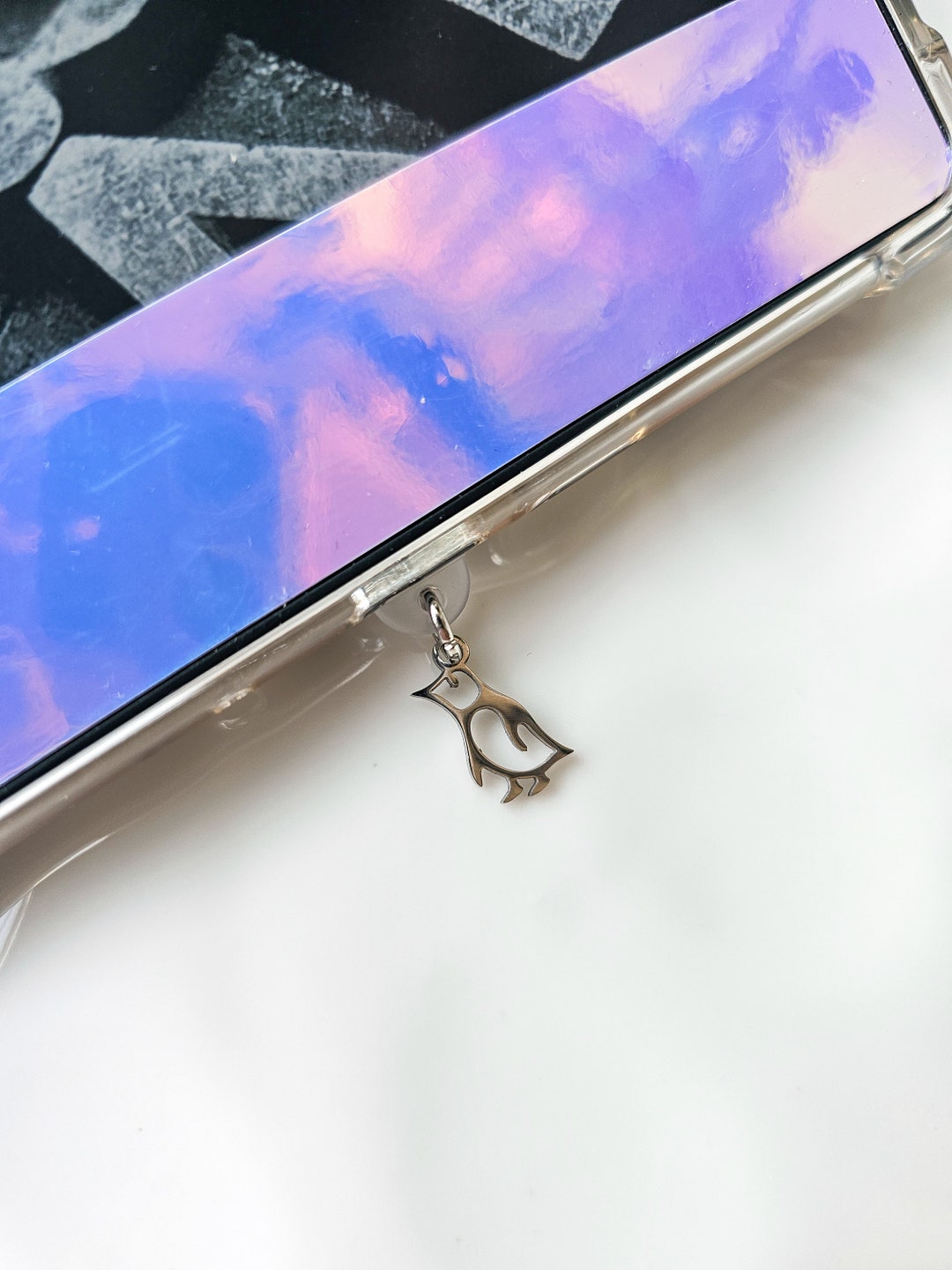 Silver Penguin Dust Plug Charm, Kindle Charm, iPad Charm, Phone Charm ...