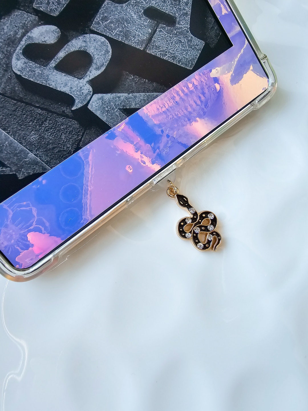 Black Snake Dust Plug Charm, Kindle Charm, iPad Charm, Phone Charm ...