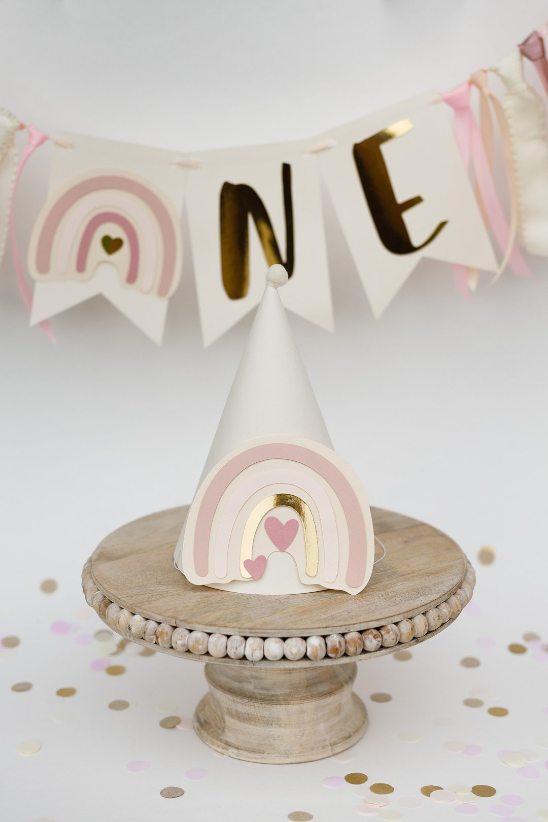 Birthday Party Hat, One Party Hat, 1st Birthday Hat Boho Rainbow Party ...