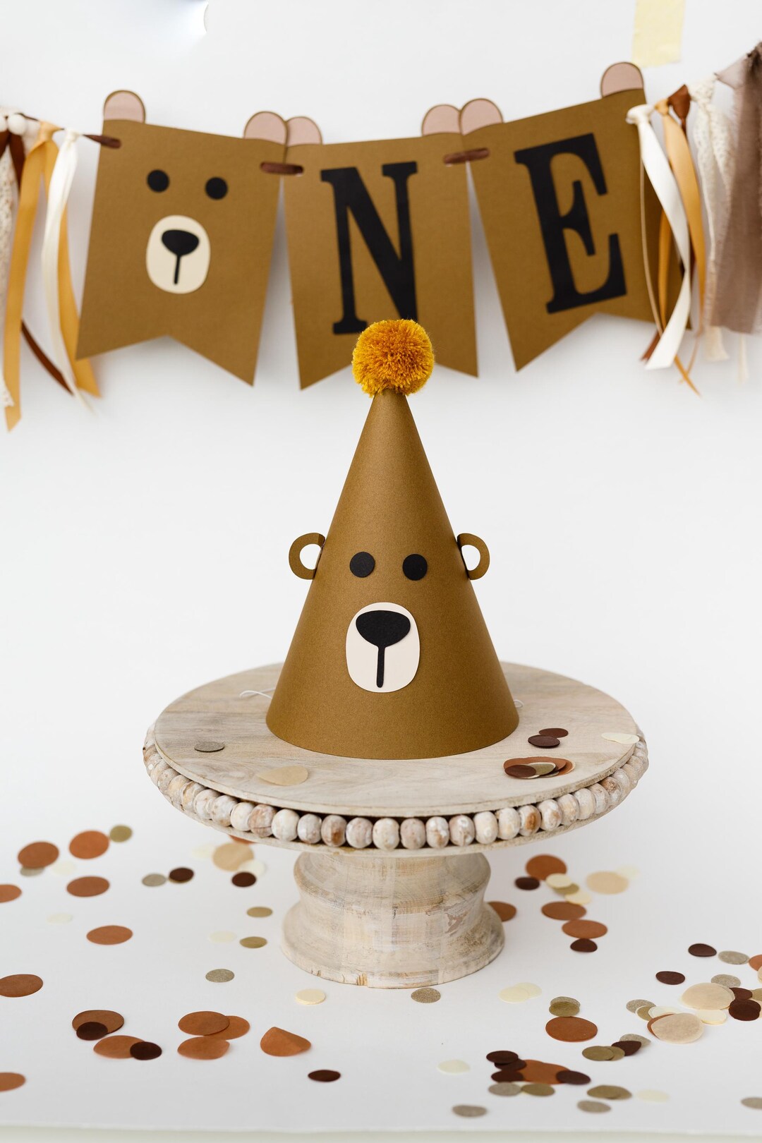 Birthday Party Hat, One Party Hat, Hole in One, 1st Birthday Hat, Bear ...
