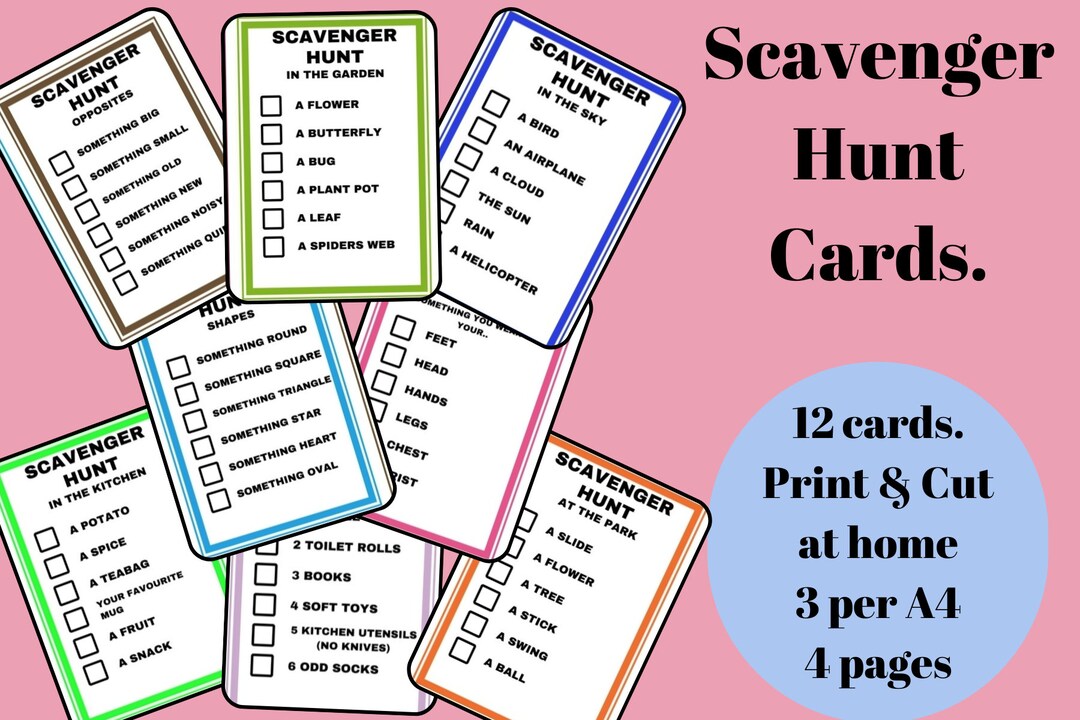 Scavenger Hunt - Play Cards - Printable for Children and Toddlers - Etsy