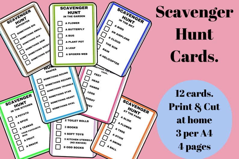 Scavenger Hunt - Play Cards - Printable for Children and Toddlers - Etsy