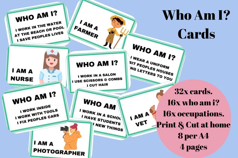 Who Am I? - Job People Matching Card Game for Children - Etsy