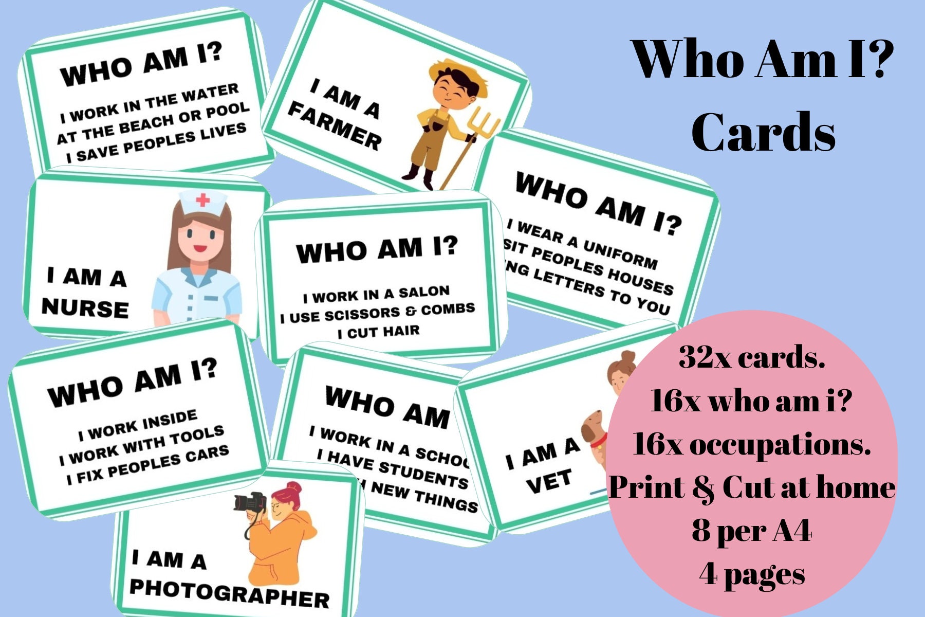 Who Am I? - Job People Matching Card Game for Children - Etsy