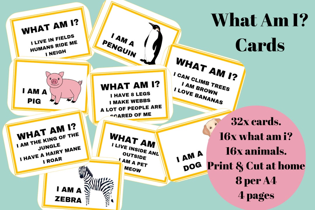 What Am I? - Animal Matching Card Game for Children - Etsy