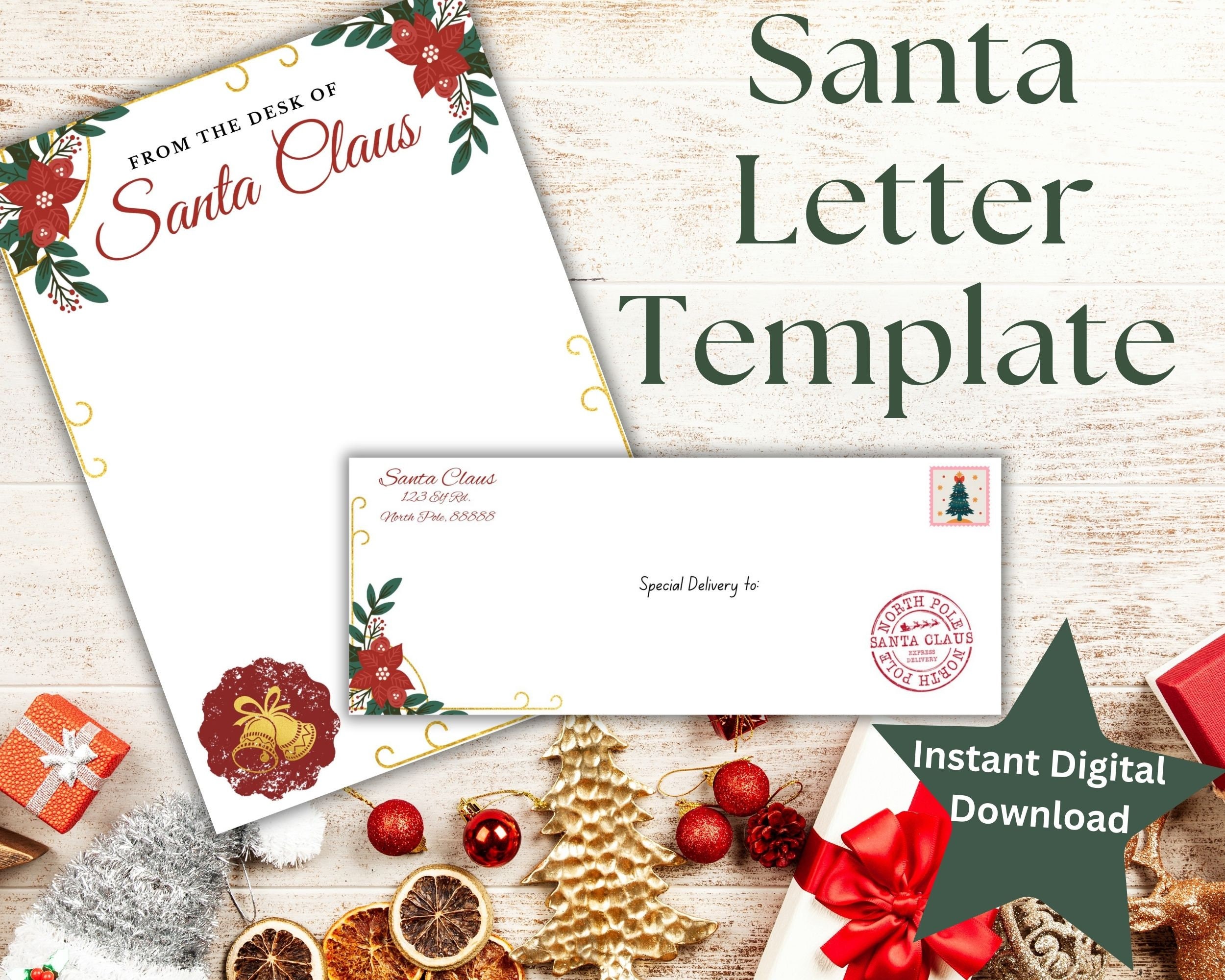 Christmas Santa Letter Template Digital Download Printable - Etsy