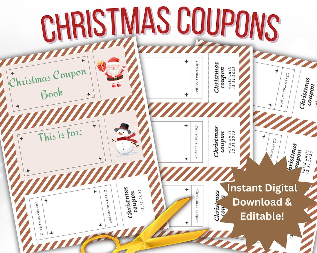 ALL Editable Holiday Coupon Book Christmas Last Minute Gift Printable ...