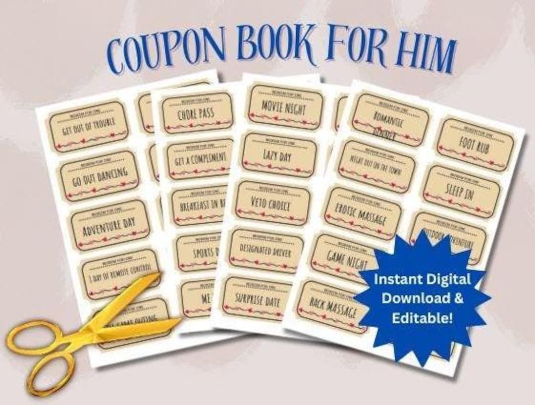 Custom Coupon Book for Him; Personalized Gift; Special Occasion Gift ...