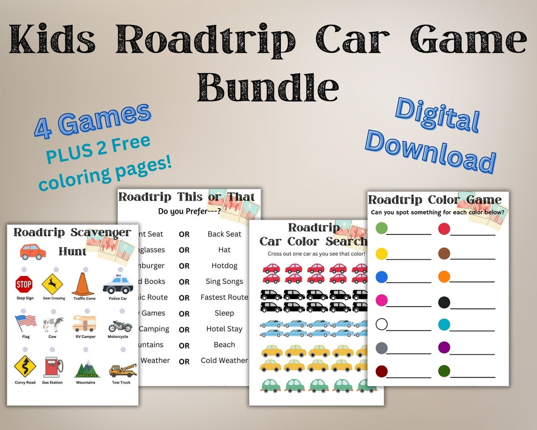 Kids Road Trip Game Bundle; Family Fun Games; Road Trip Games ...
