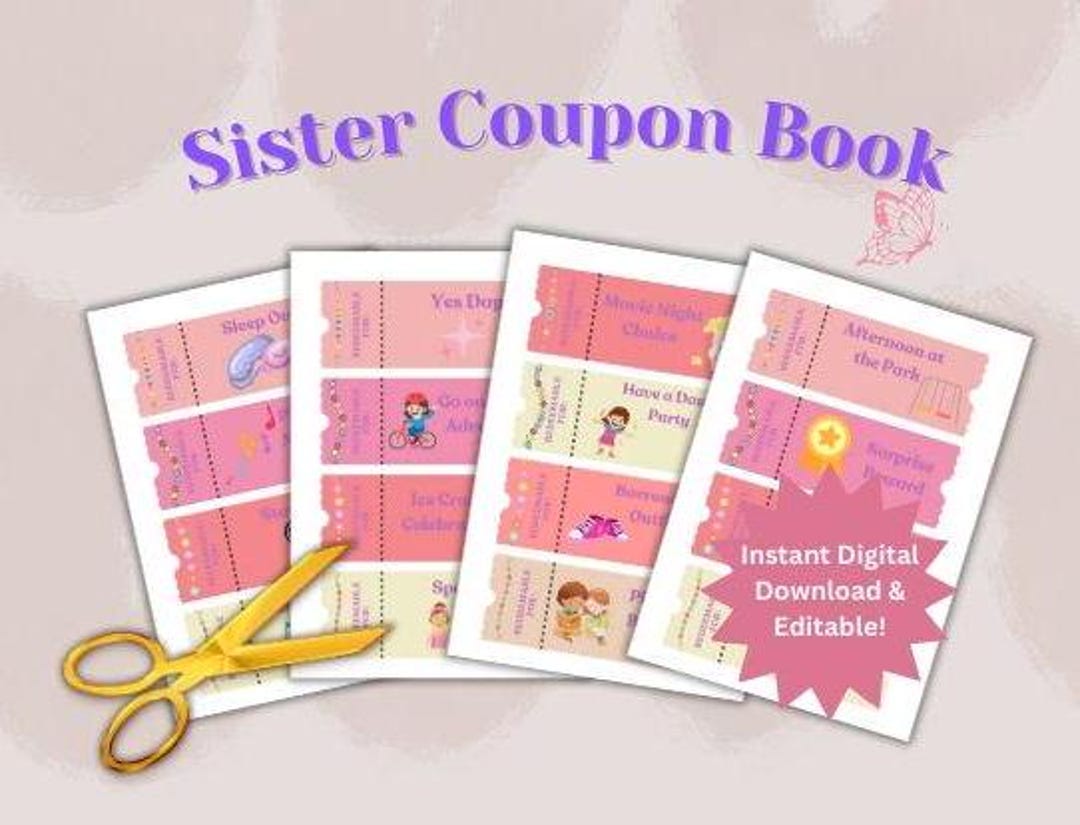 Sister Birthday Coupon Book: Printable Celebration Gift (digital Download) - Etsy