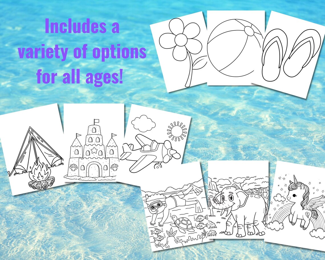 Kid Summer Coloring Pages Summer Activity Printable Digital Download - Etsy