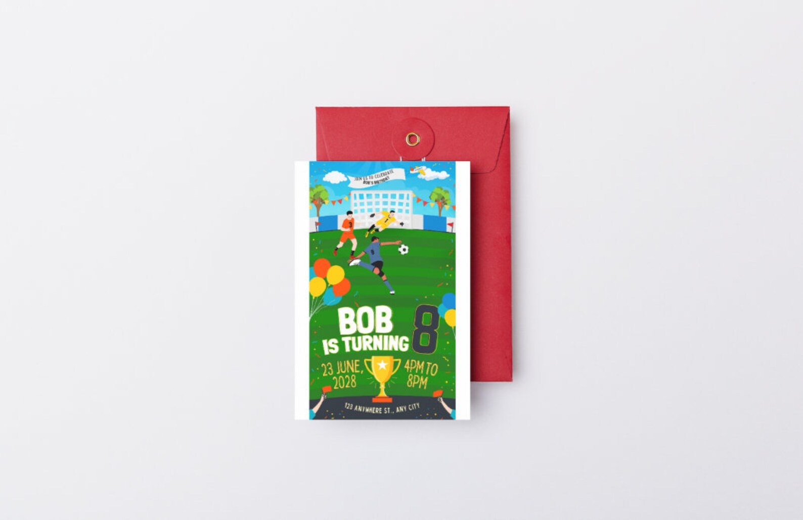 Printable Football Birthday Invitation, Soccer Ball Theme Celebration ...
