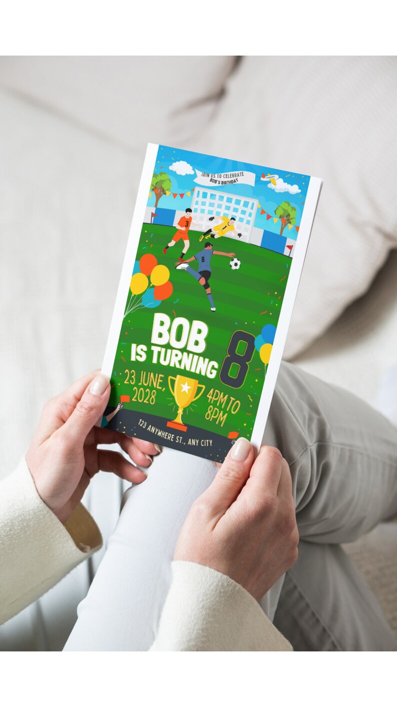 Printable Football Birthday Invitation, Soccer Ball Theme Celebration ...