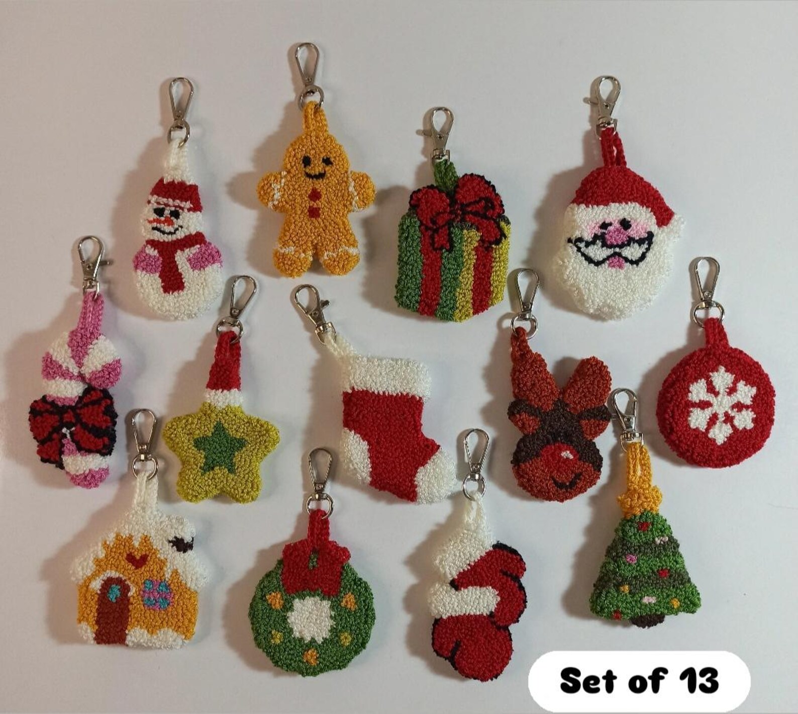 Christmas Punch Needle Keychain,christmas Kitsch,christmas Keyfob ...