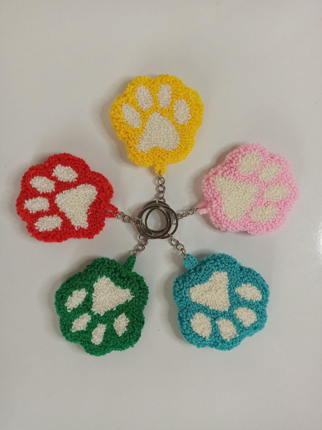 Paw Punch Needle Keychain,handmade Punch Keychains,bag Accessories ...