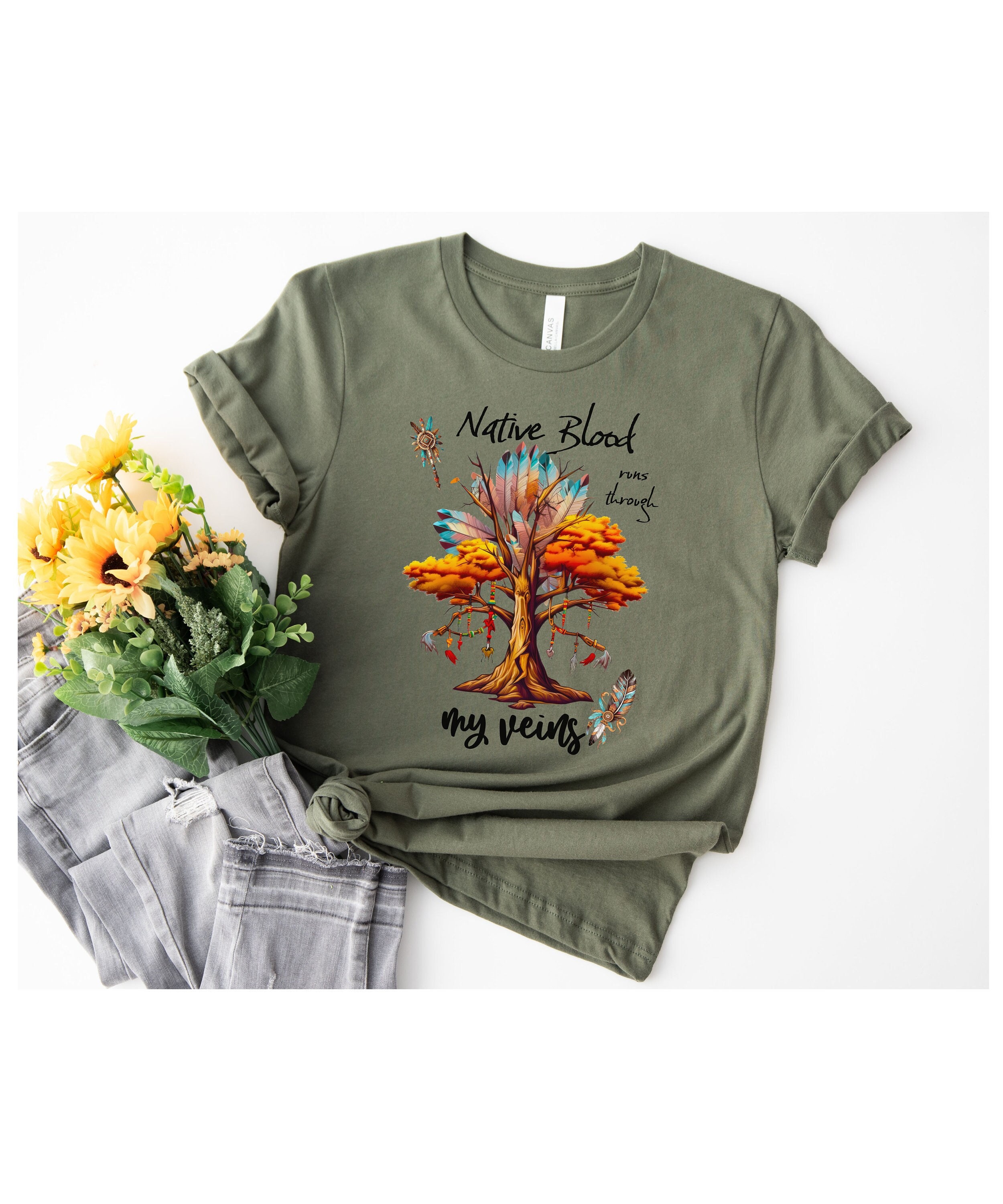 Native Blood Runs Through My Veins T-shirt,american Native Shirt ...