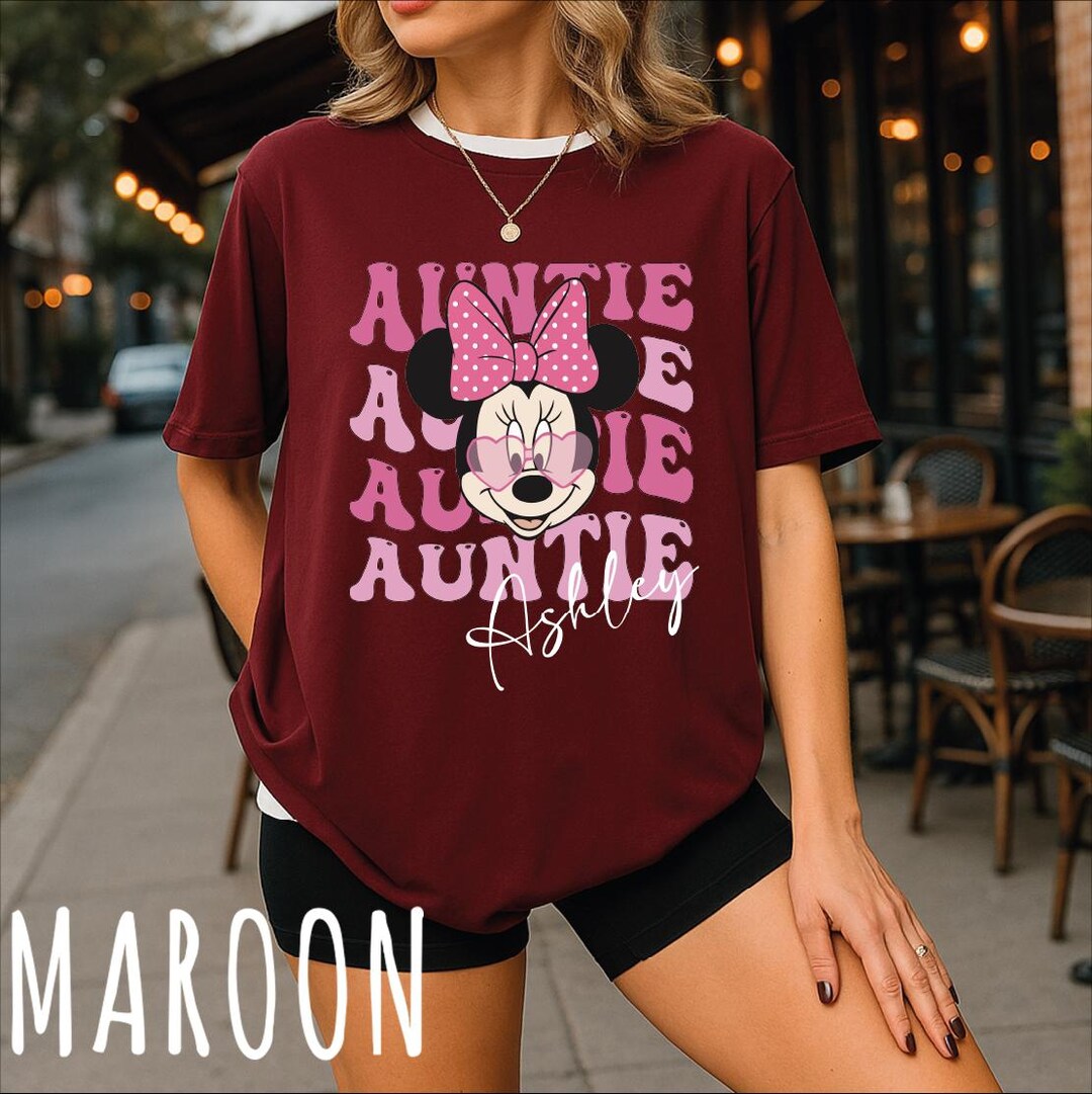Custom Disney Auntie Shirt, Minnie Mouse Glasses Head Tshirt, Disney ...