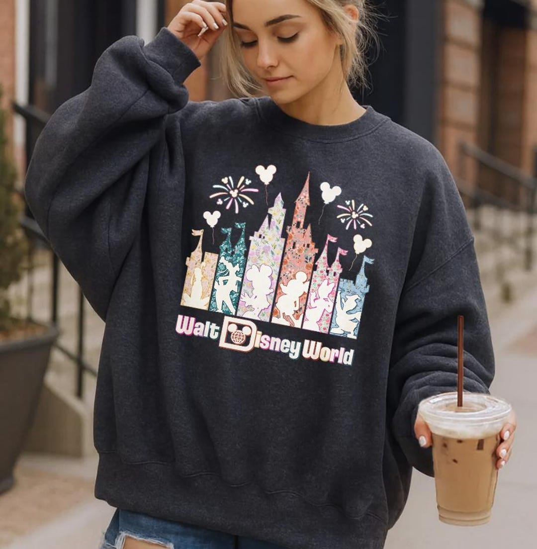 Disney Floral Mickey and Friends Sweatshirt, World Disney World Sweater ...