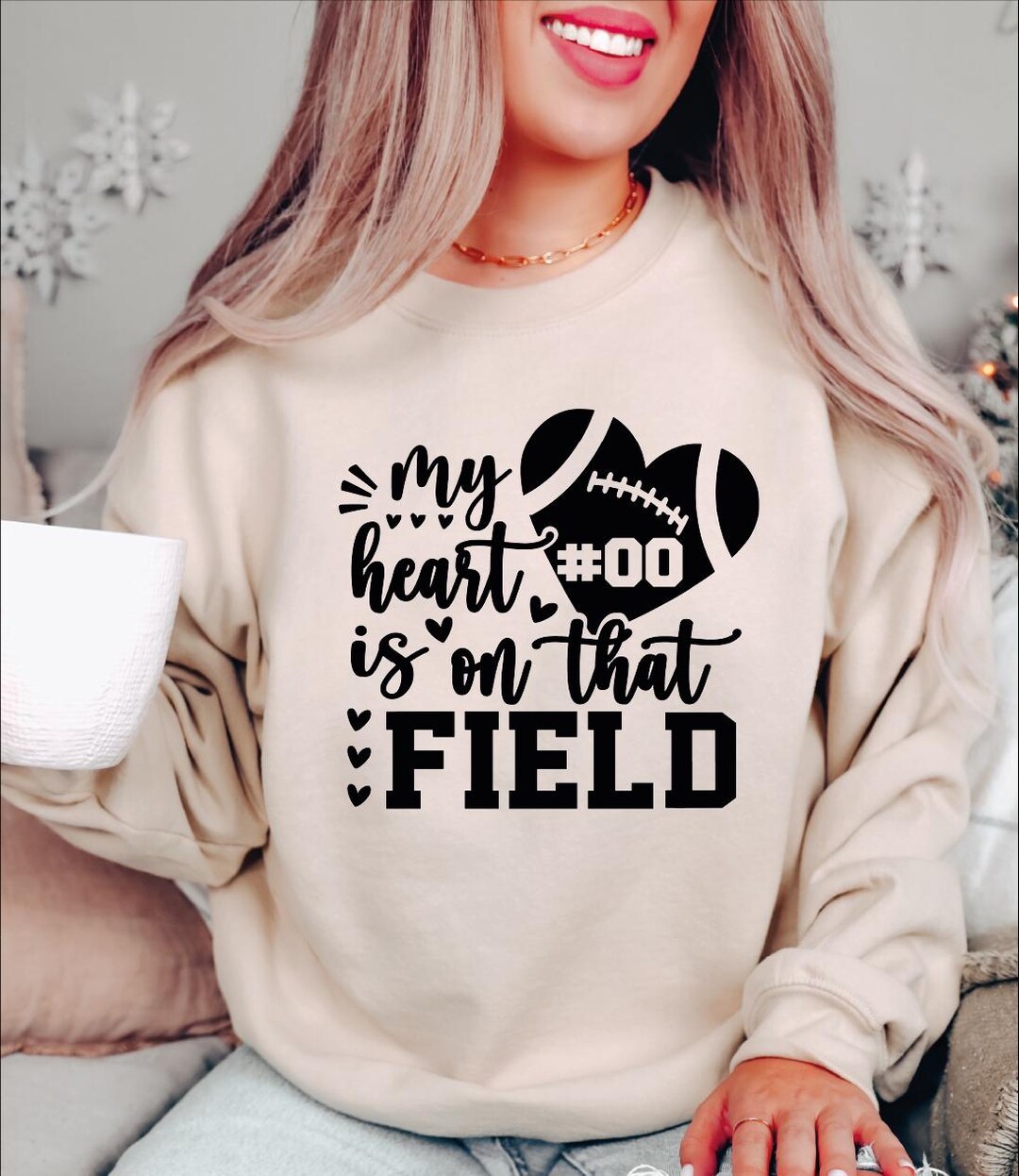 Custom My Heart is on That Field Sweatshirt, Football Game Day Sweater ...