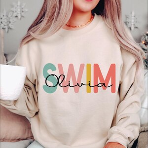 Custom Name Swim Sweatshirt, Swim Day Sweatshirt, Swim Instrucktor ...