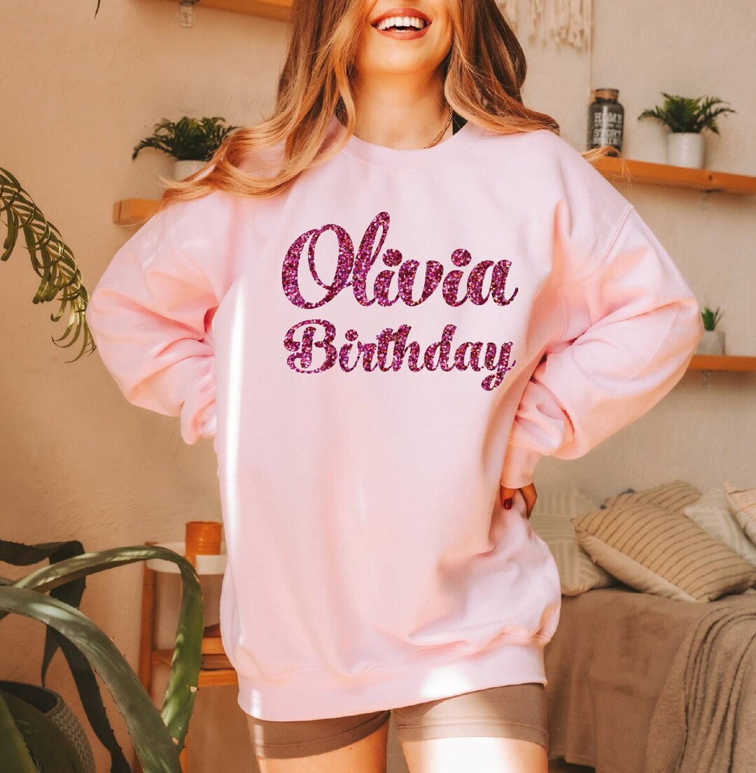 Custom Faux Glitter Sweatshirt, Customize Text Sweatshirt, Personalized ...