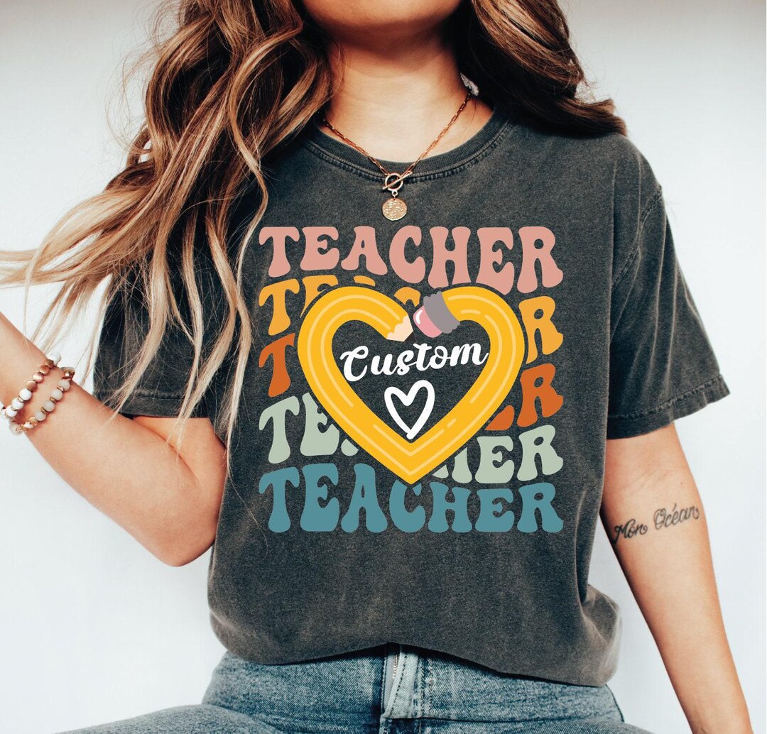 Retro Teacher Shirt, Teacher Name Tshirt, Personalized Comfort Colors ...