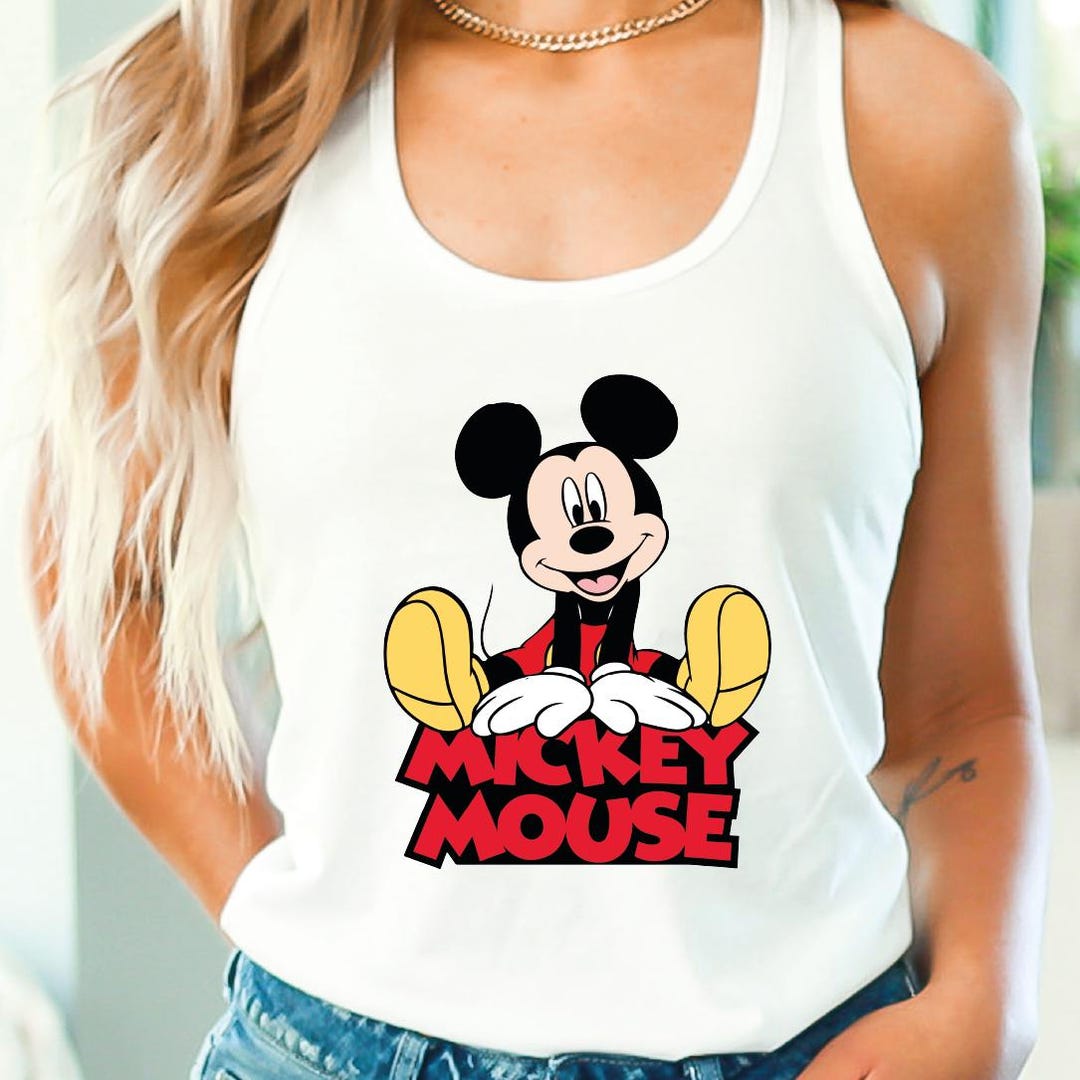 Mickey Mouse Tank Top, Mickey Sitting Tank Top for Her, Classic Mickey ...