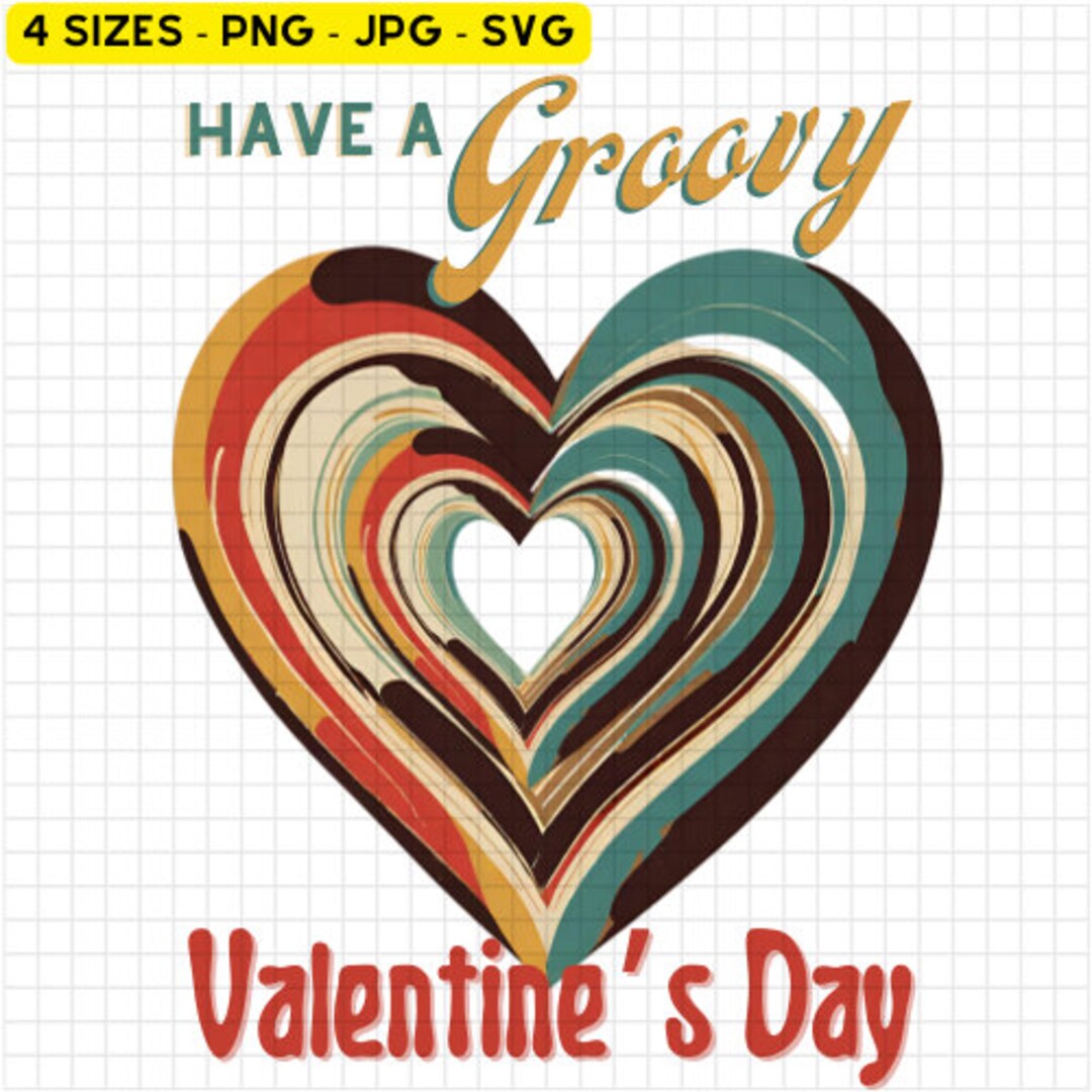 Retro Groovy Valentine PNG Heart Valentine PNG Retro Valentine ...