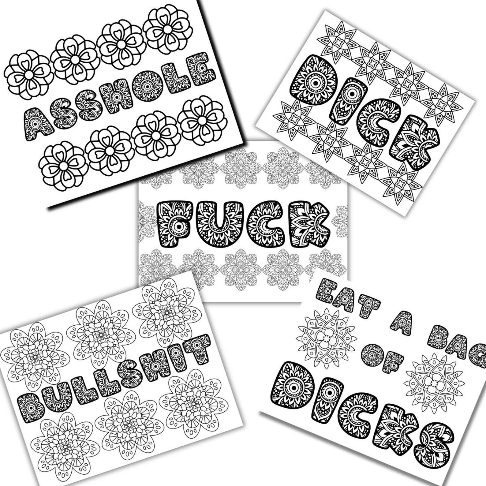 Swear Word Mandala Coloring Pages | Adult Stress Relief (PDF Pattern ...