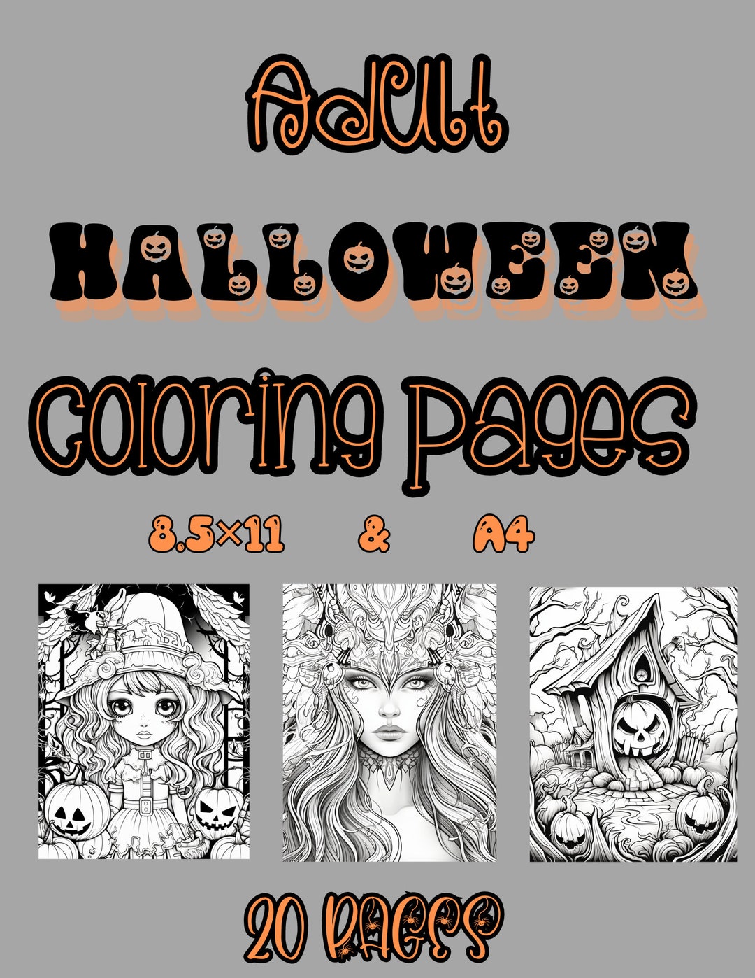 Spooky Halloween Adult Coloring Pages | 20 Detailed Designs (digital ...