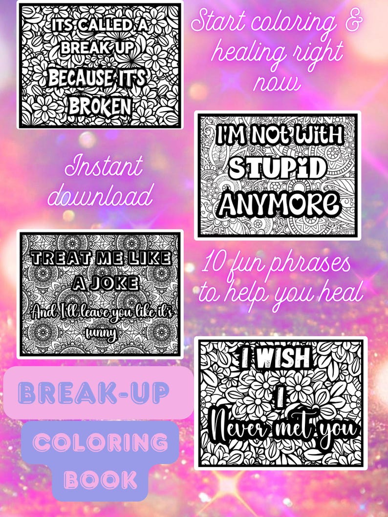 Let That Ex Go! | Funny & Therapeutic Breakup Coloring Pages - Etsy