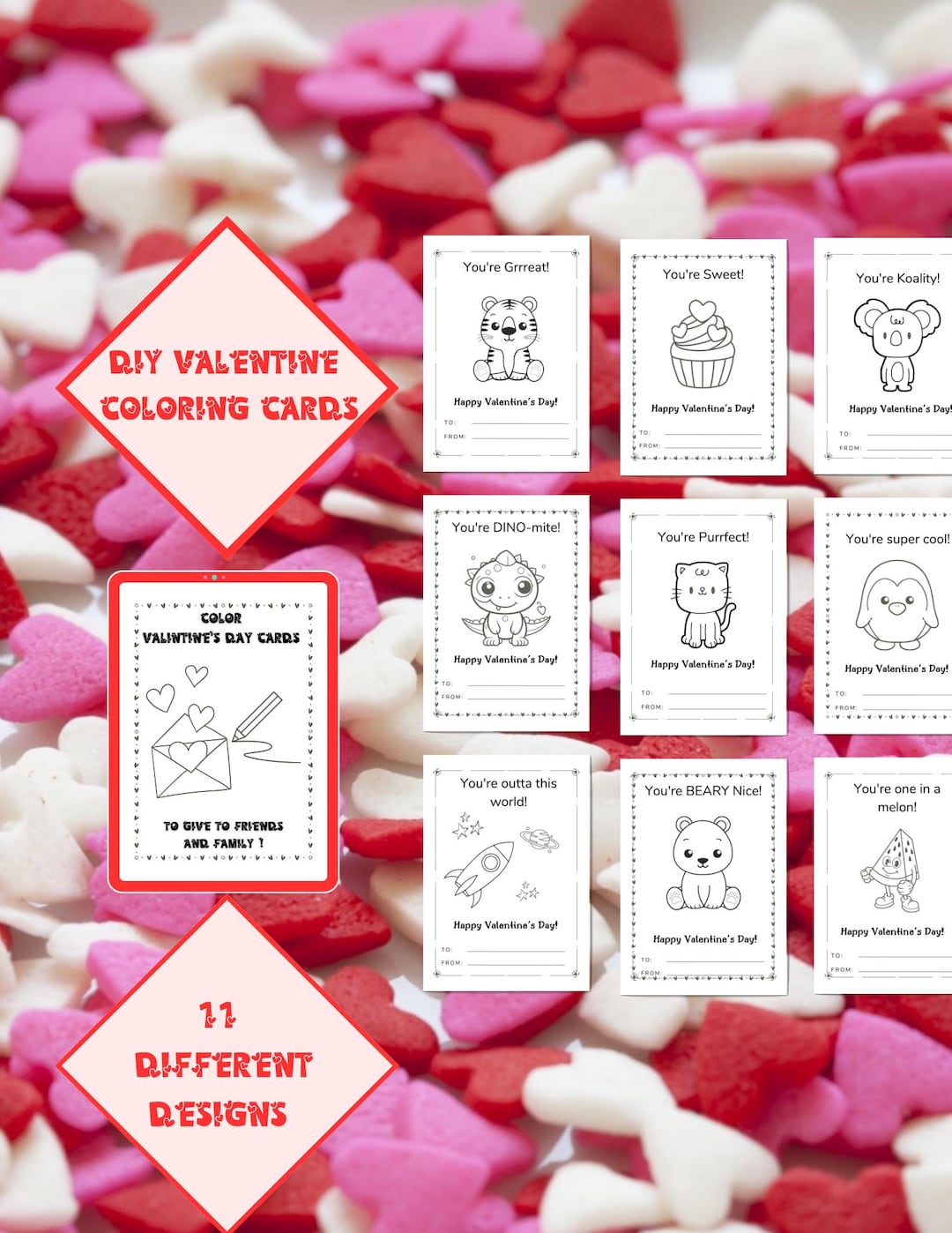 Color Your Own Valentines Day Cards Printable | Kids Valentine Cards to ...