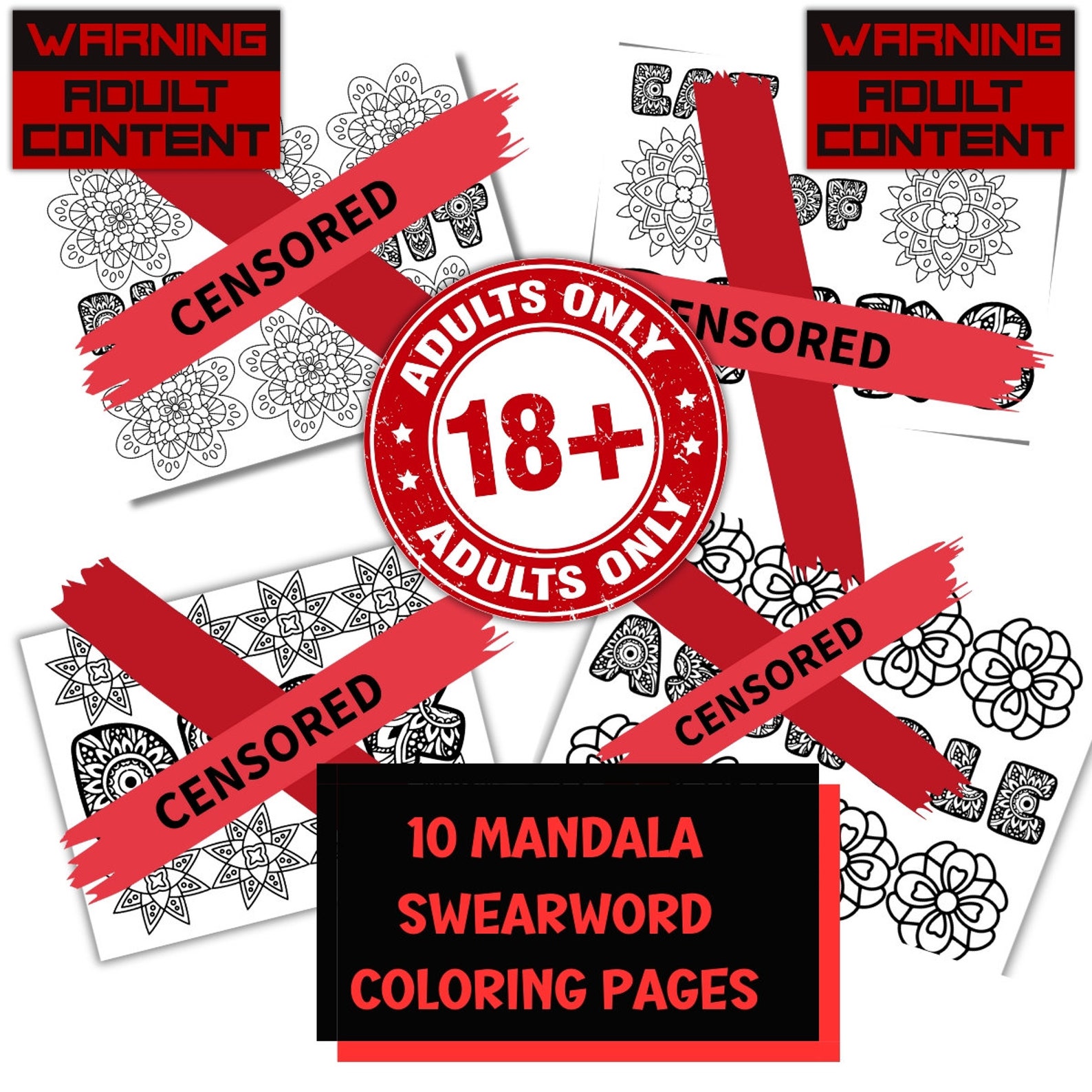 Swear Word Mandala Coloring Pages | Adult Stress Relief (PDF Pattern ...