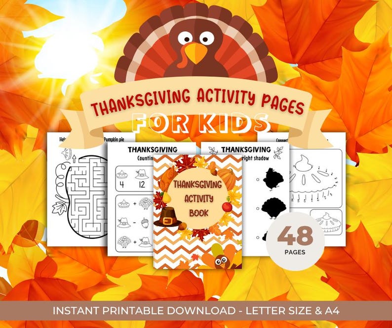 Thanksgiving Activity Book for Kids – Coloring, Puzzles, Mazes, Word ...