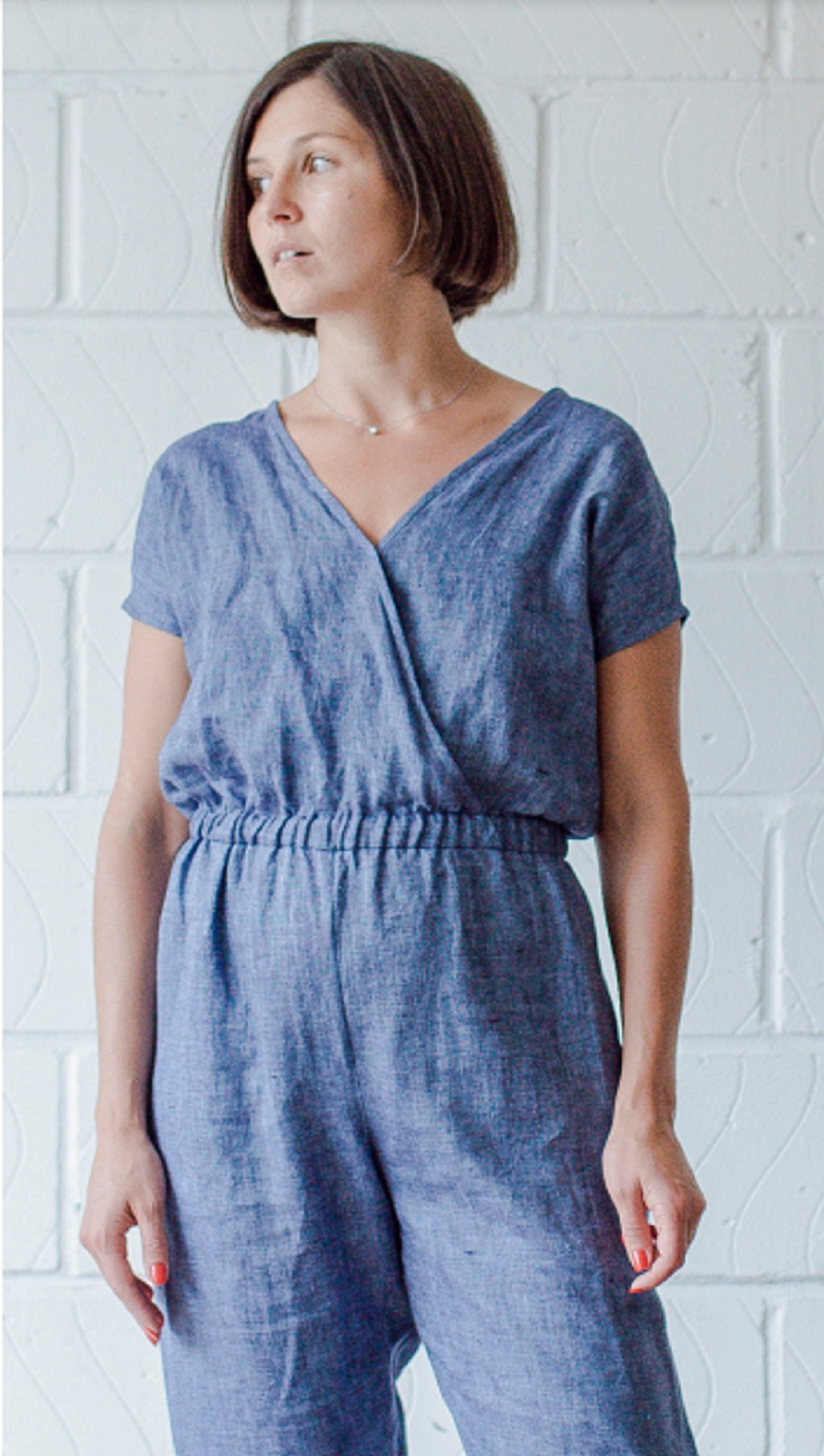 Pull-on Jumpsuit With Cross-over Bodice - Etsy
