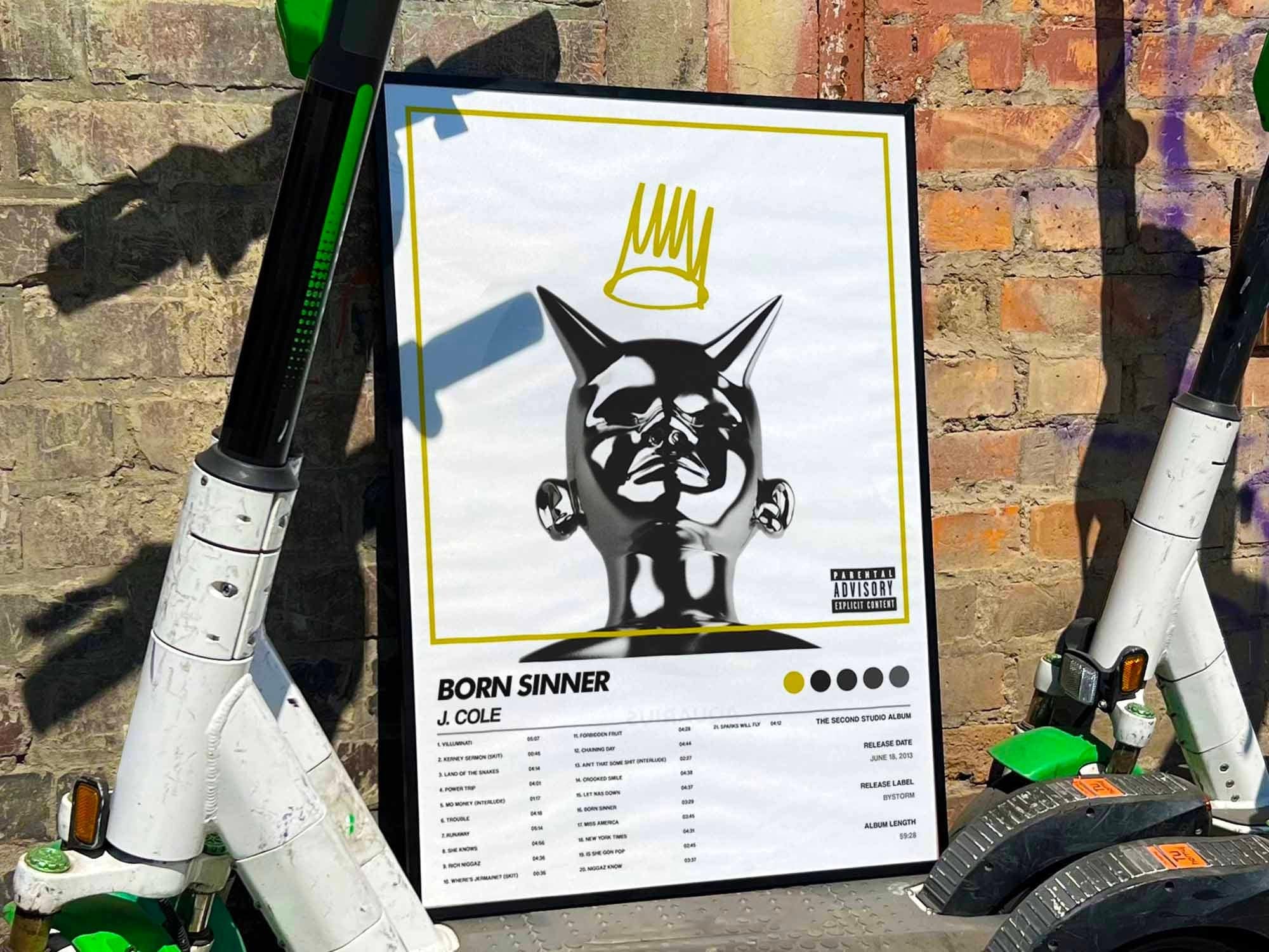 J Cole "Born Sinner DELUXE" Album Cover Poster sold by Rising Buffy ...