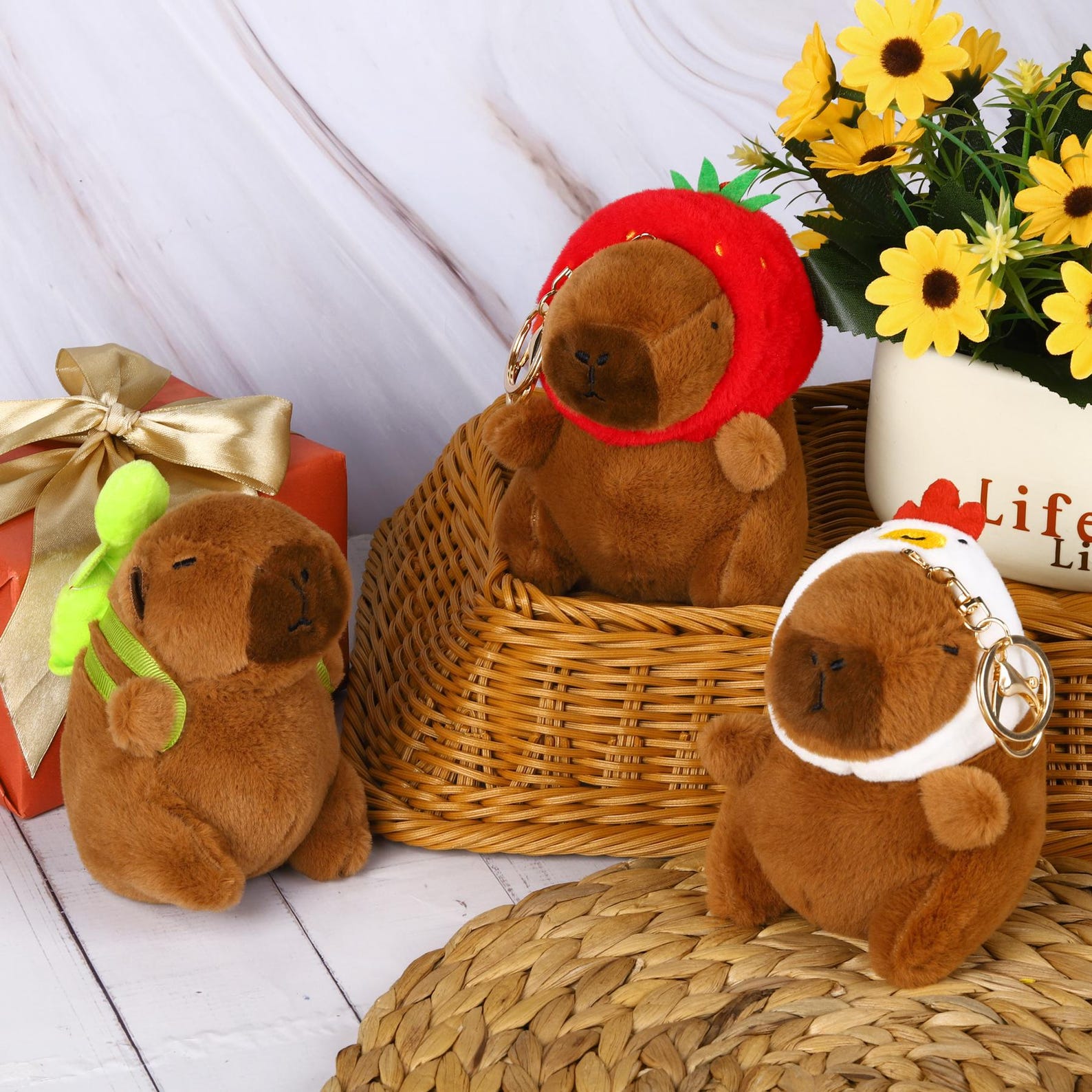 Capybara Plush Keychain With Adoption Certificate Dragon Hat Keychain ...