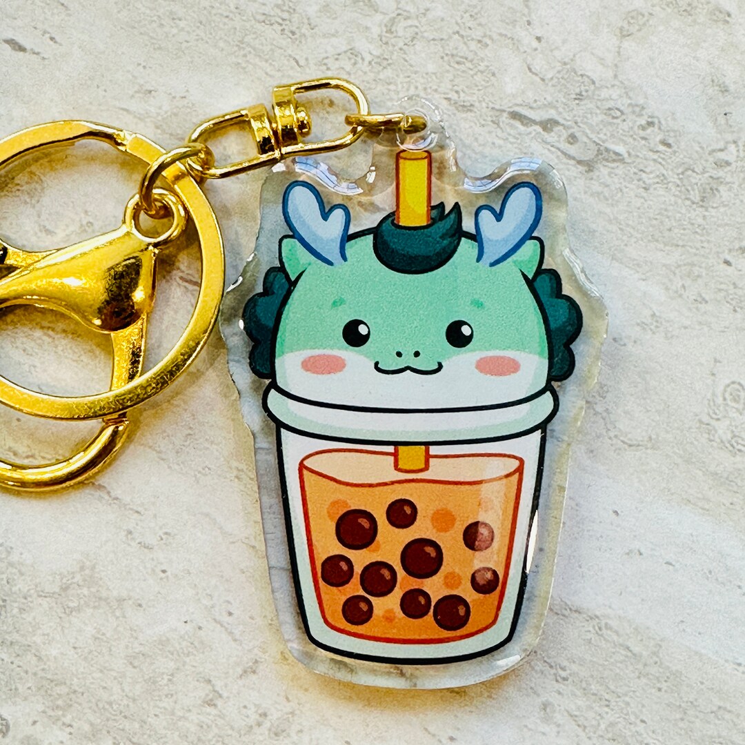 Cute Water Axolotl Dragon Food Boba Dumpling Ramen Acrylic Keychain ...