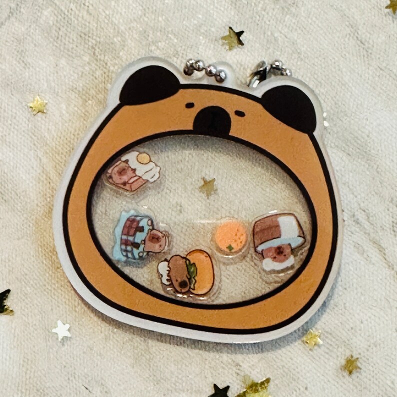 Capybara Shaker Charm Cute Acrylic Keychain Shaker Capybaras Orange ...