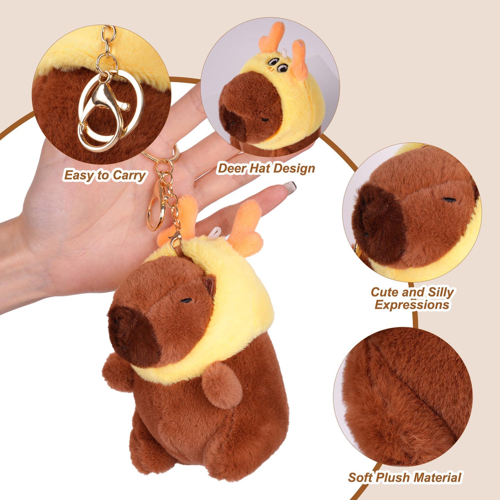 Capybara Plush Keychain With Adoption Certificate Dragon Hat Keychain ...